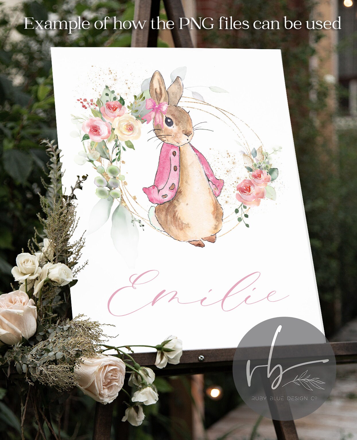 Peter Rabbit Flopsy Pink Floral PNG Peter Rabbit Wreath - Etsy UK