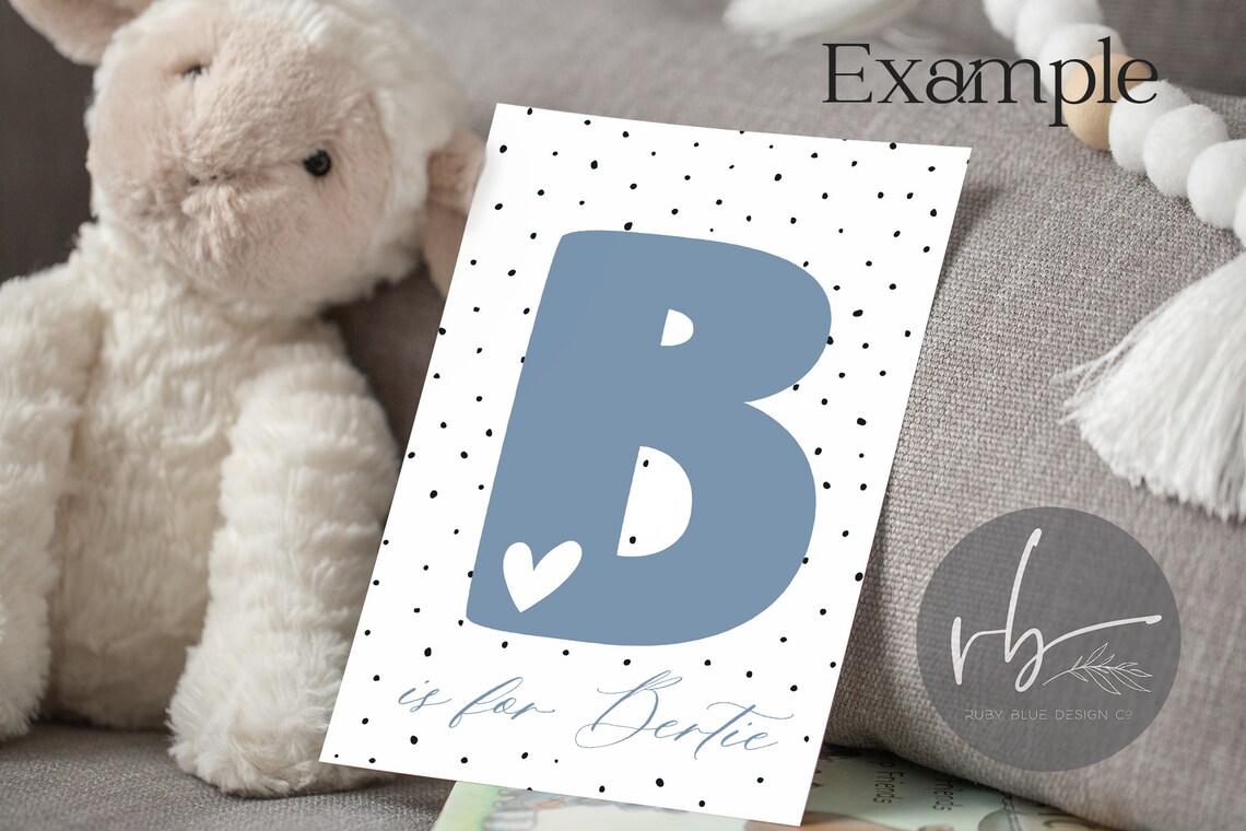Blue Initial With Spot Background PNG Nursery Letter A - Etsy