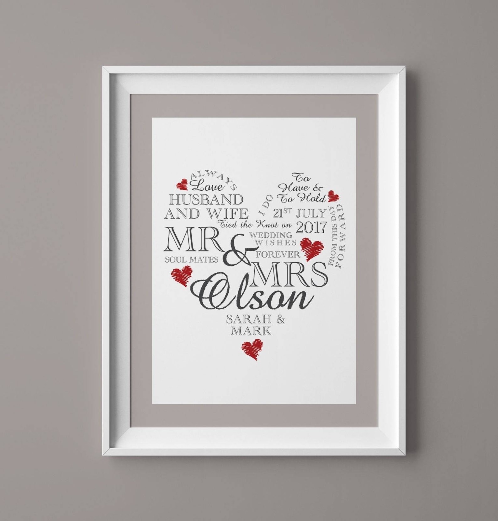 Wedding Day Print Personalised Word Art Gift Marriage Present - Etsy UK