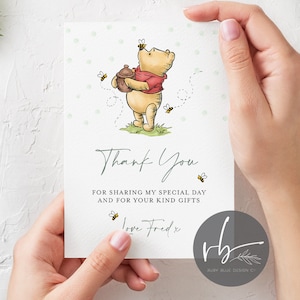 Personalised Winnie the Pooh Thank You Cards, Pooh Bear, Baby, Party ...