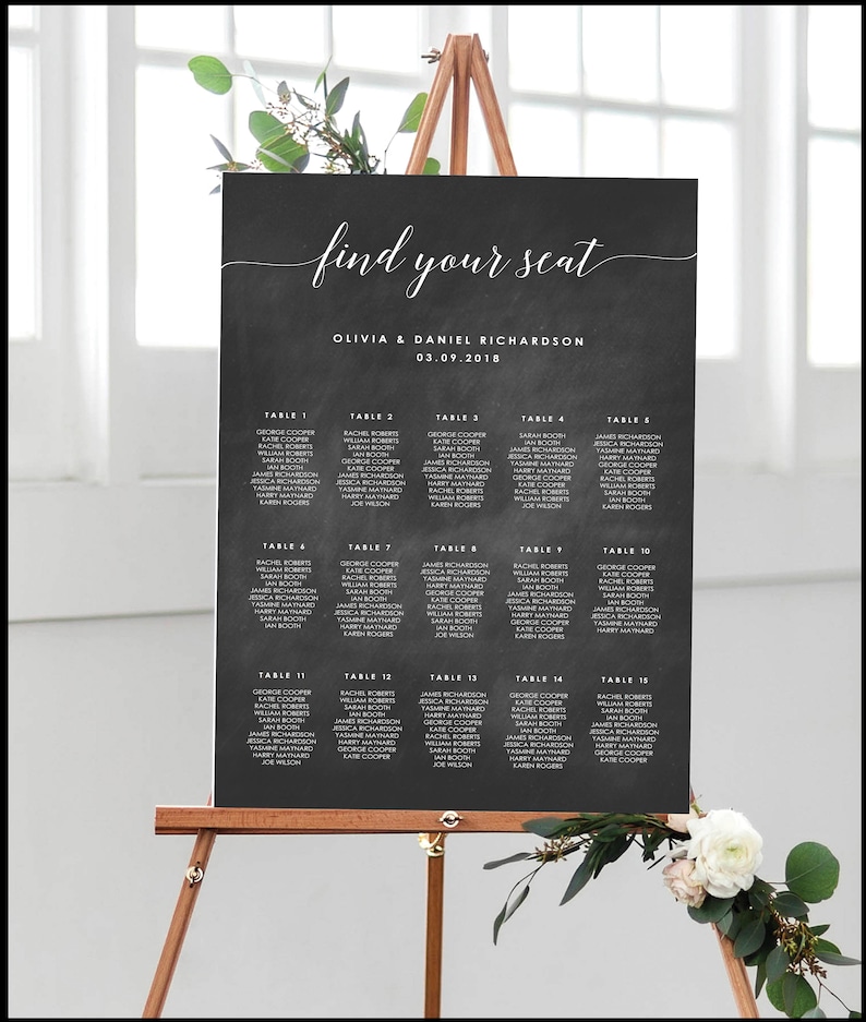 CHALKBOARD Wedding Seating Chart Template Seating Chart | Etsy