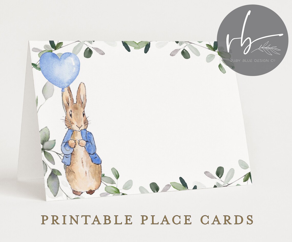Printable Peter Rabbit Place Cards Balloon Birthday Party - Etsy