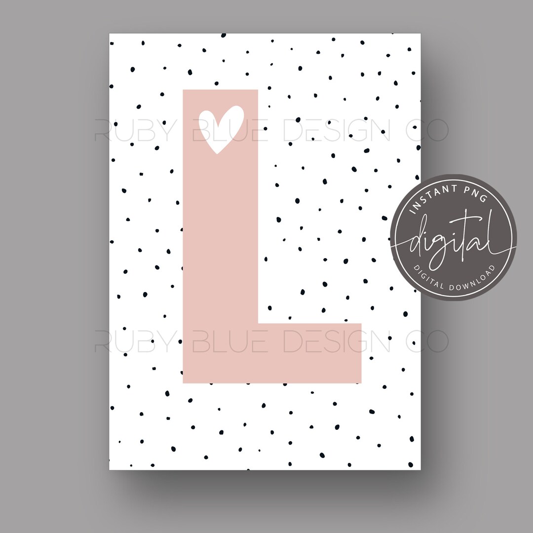 Pink Initial With Spotty Background PNG, Nursery Letter L Design, Card ...