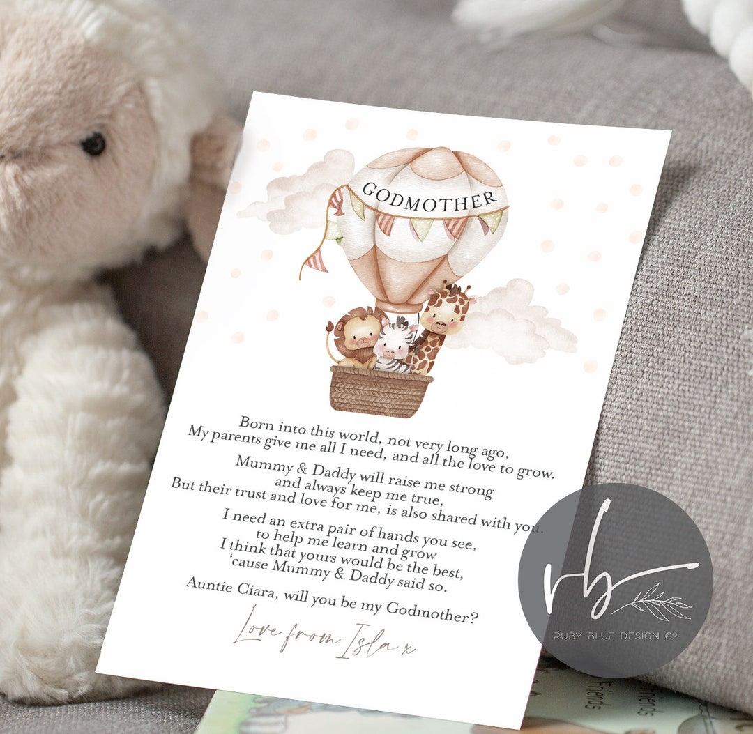 Personalised Hot Air Balloon Poem Will You Be My Godparents - Etsy