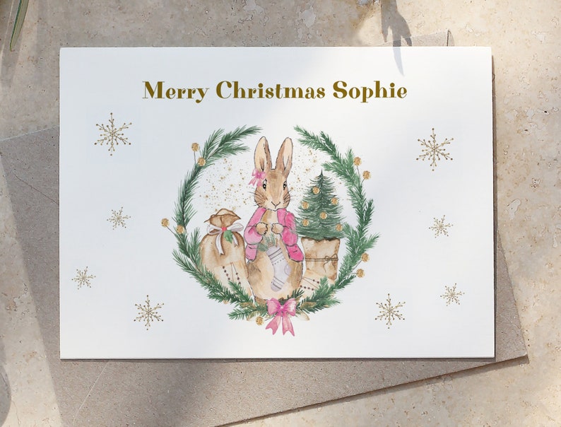 Flopsy Bunny Peter Rabbit Christmas Card Editable Template - Etsy