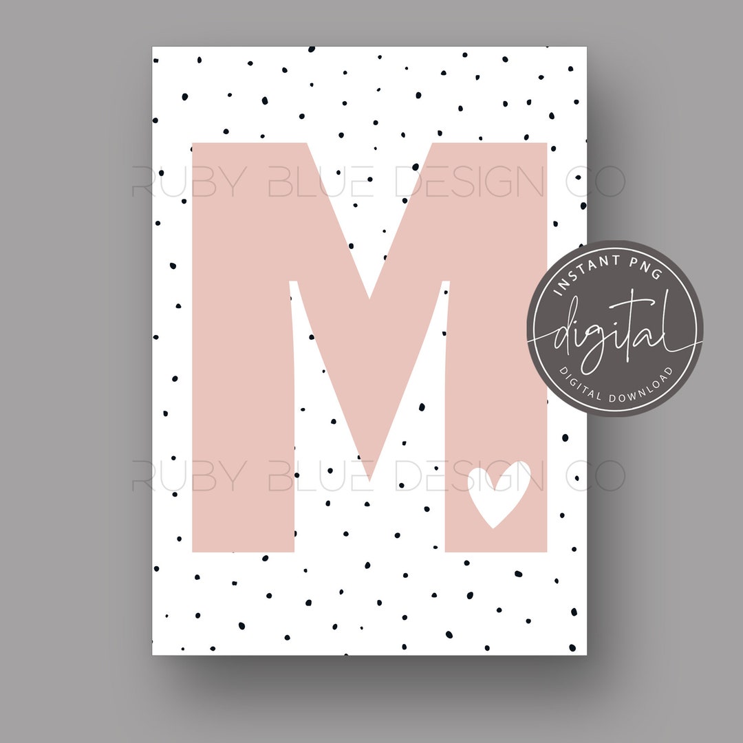Pink Initial With Spotty Background PNG, Nursery Letter M Design, Card ...
