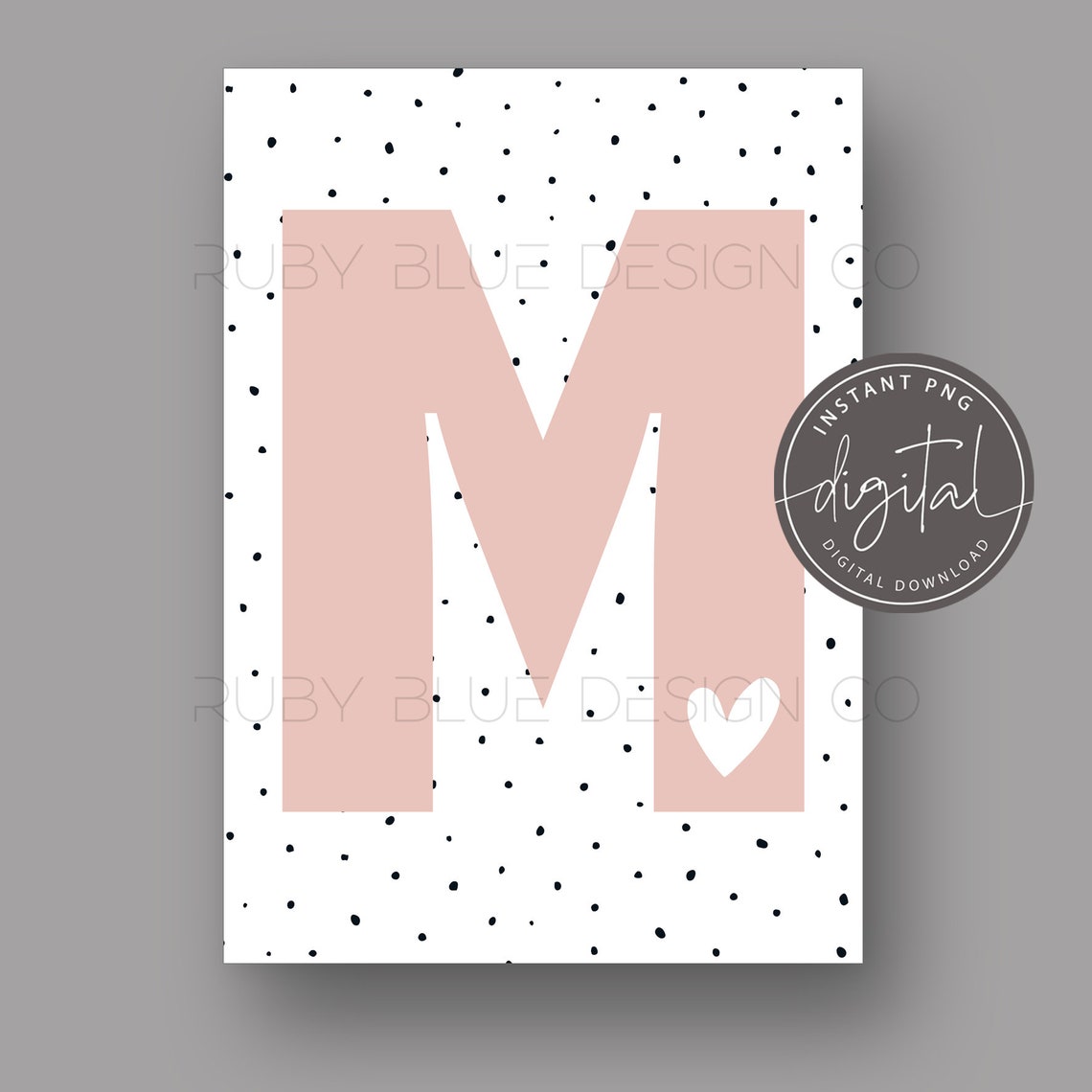 Pink Initial With Spotty Background PNG Nursery Letter M - Etsy UK