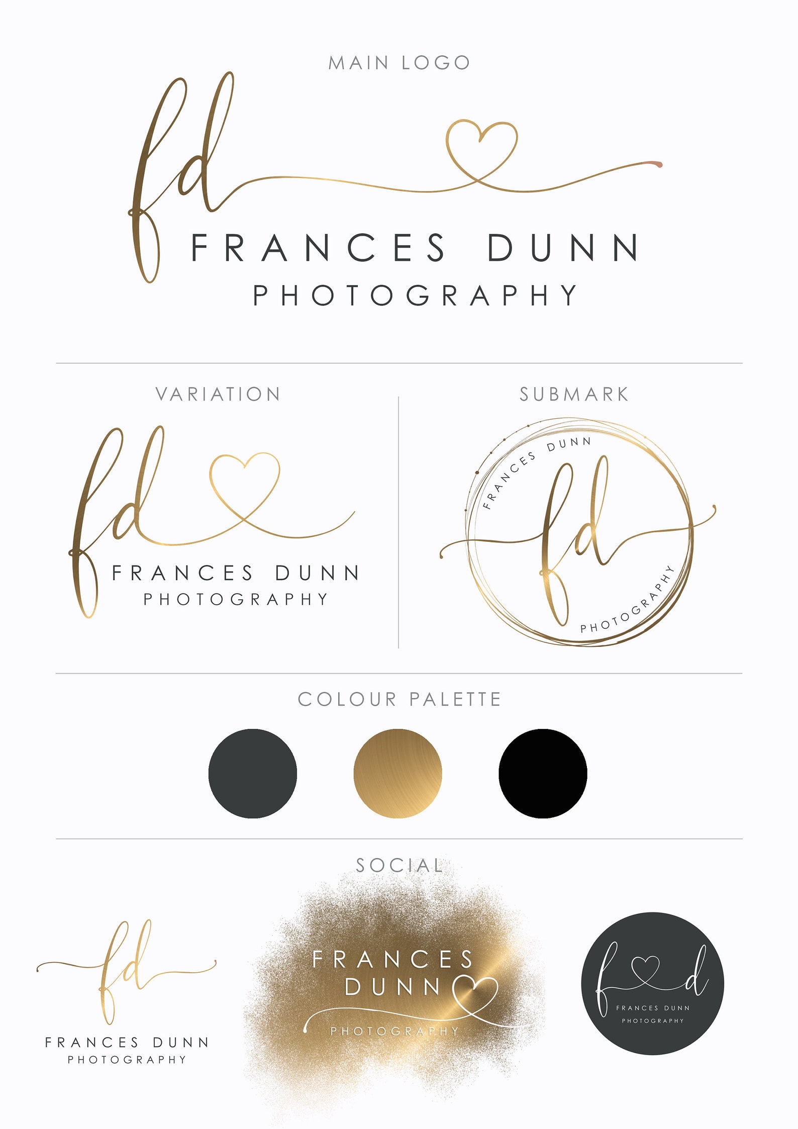 Pre-made Logo Gold Logo Design Photography Watermark Logo - Etsy