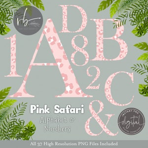 Pink Safari Animal Print Alphabet & Numbers PNG Clipart Wedding PNG ...