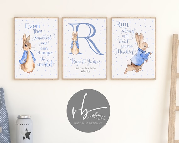 Peter Rabbit Beatrix Potter Baby Boy Nursery Decor Print Set | Etsy