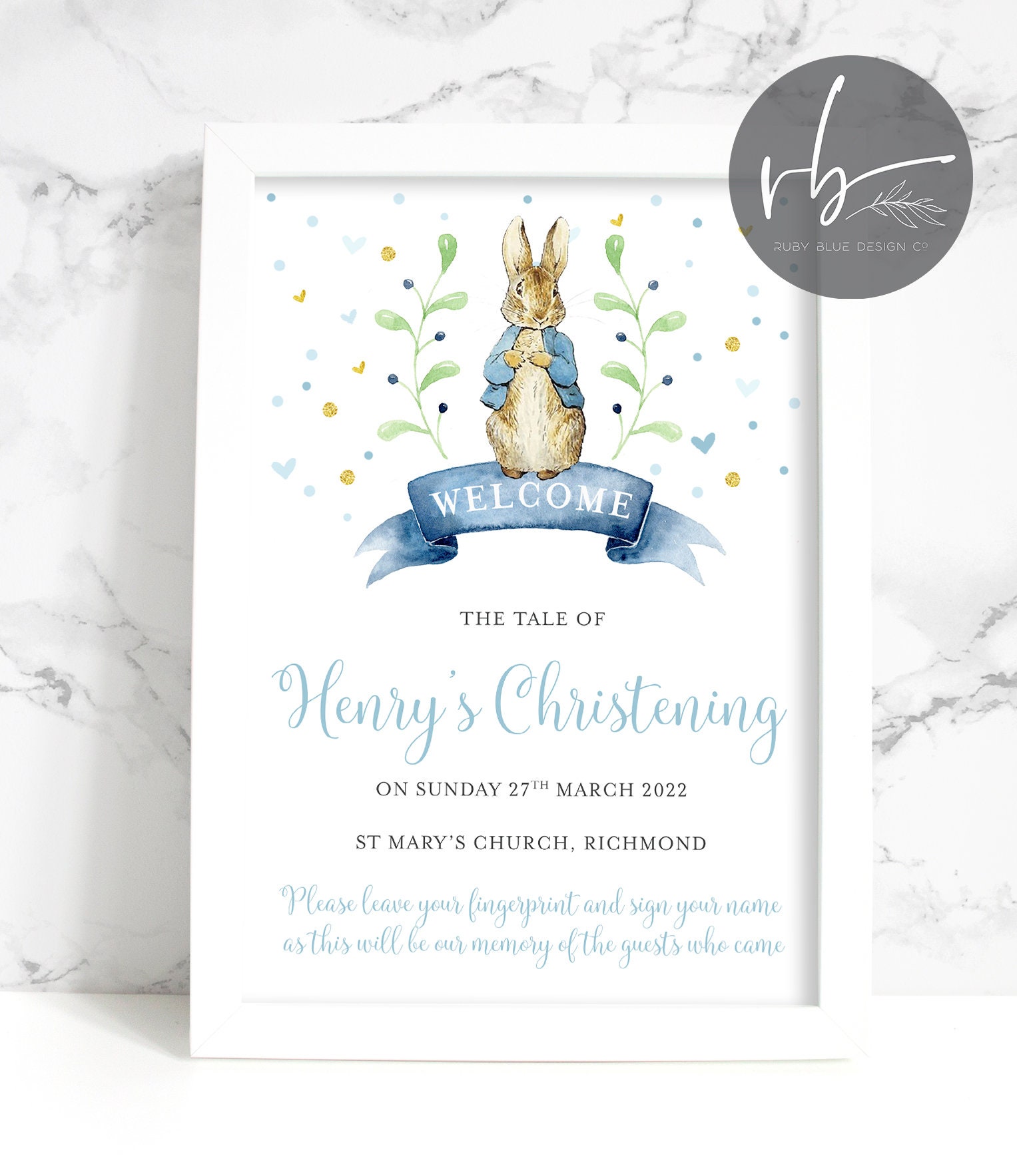 Personalised Welcome Sign Peter Rabbit Flopsy Rabbit Print, Baby ...