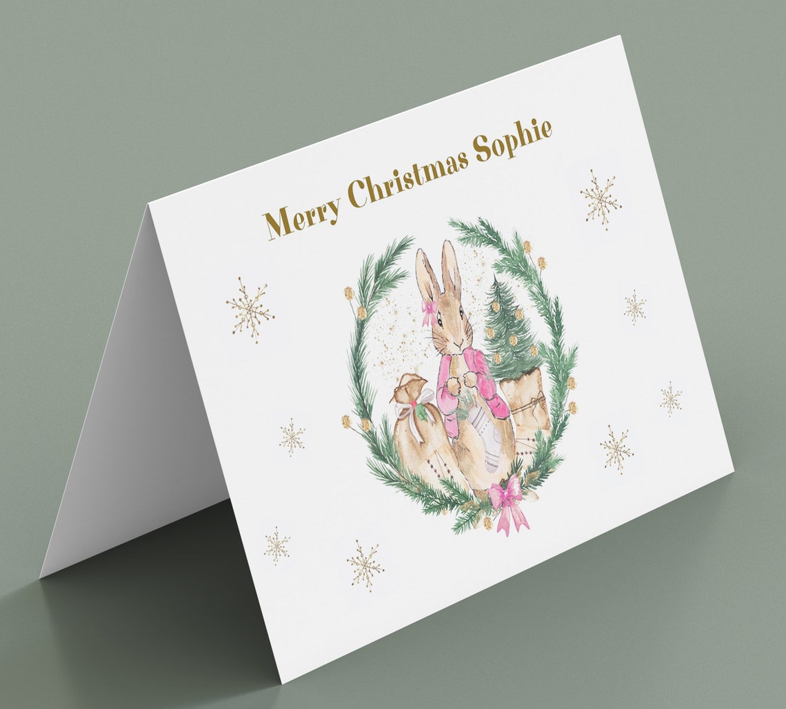 Flopsy Bunny Peter Rabbit Christmas Card Editable Template - Etsy