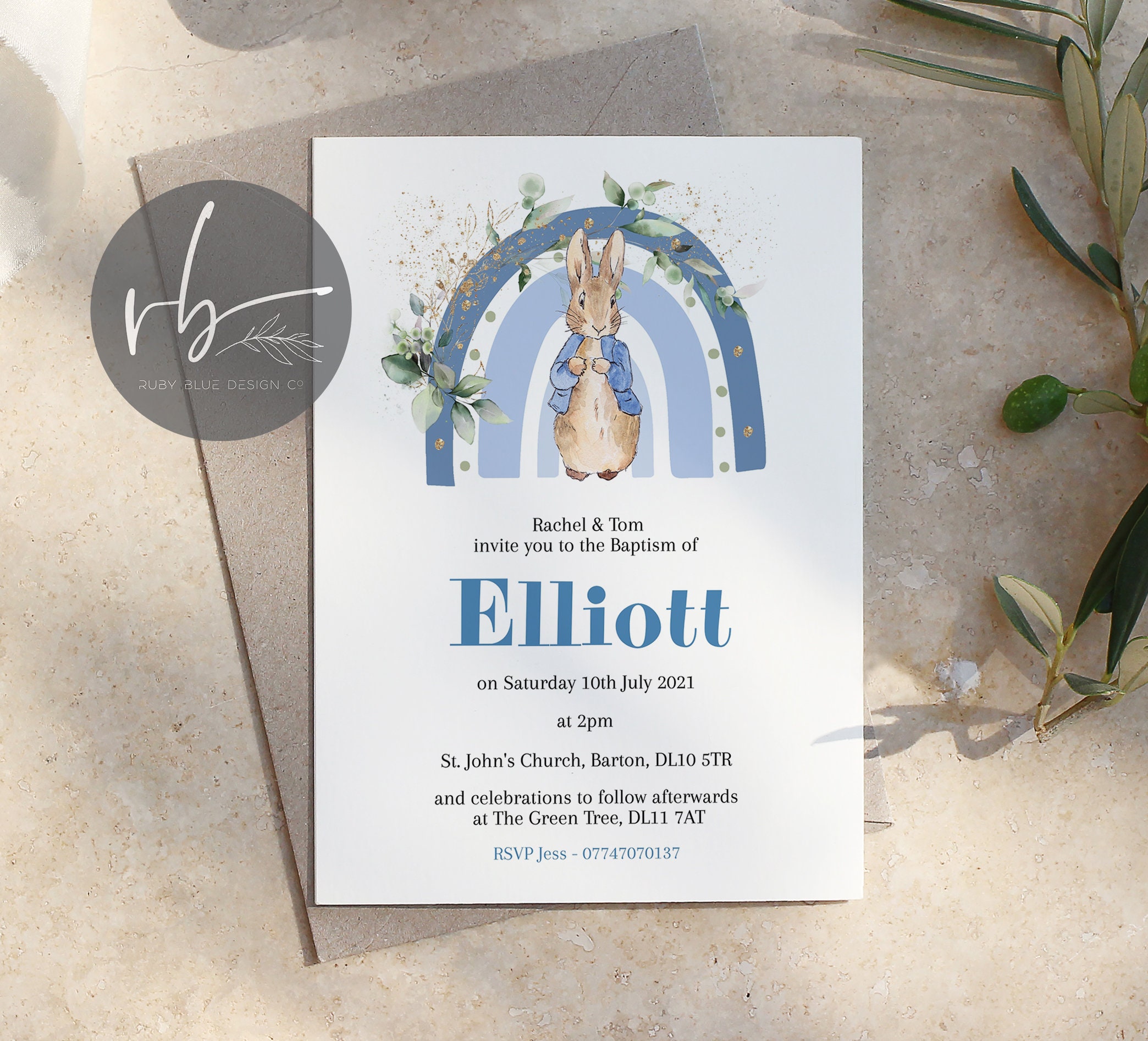 Editable Peter Rabbit Rainbow Invitation. Christening Baptism - Etsy UK
