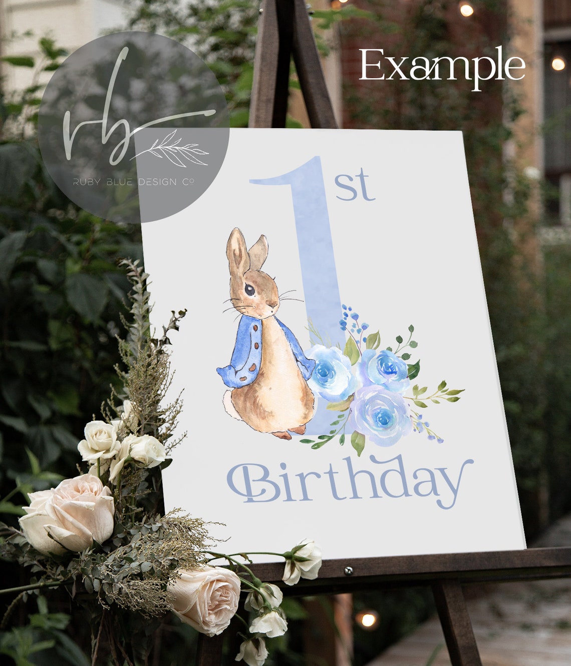 Peter Rabbit 1st Birthday PNG Peter Rabbit Blue Floral - Etsy
