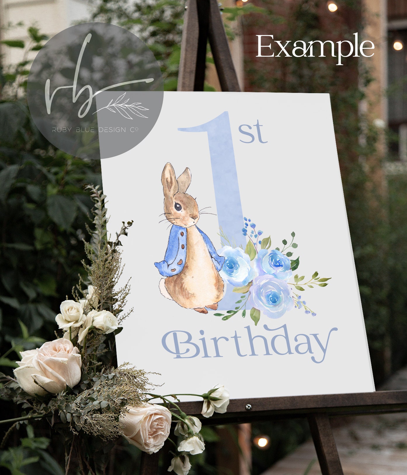 Peter Rabbit 1st Birthday PNG Peter Rabbit Blue Floral | Etsy UK
