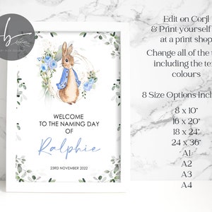 EDITABLE Peter Rabbit Welcome Sign Poster Digital Welcome Sign, Corjl ...