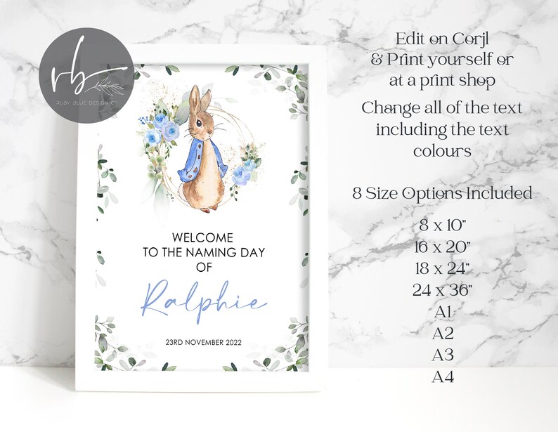 EDITABLE Peter Rabbit Welcome Sign Poster Digital Welcome - Etsy