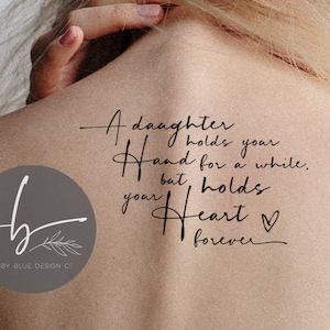 Daughter Tattoo Daughter Holds Hands Script Heart Tattoo Design Script ...