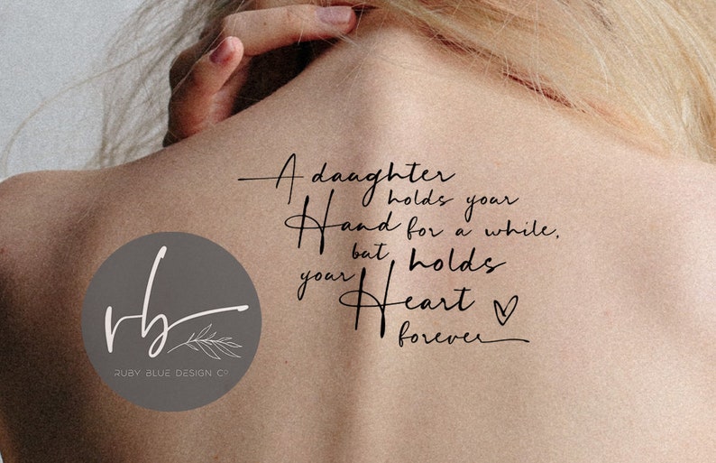 Daughter Tattoo Daughter Holds Hands Script Heart Tattoo Design Script ...
