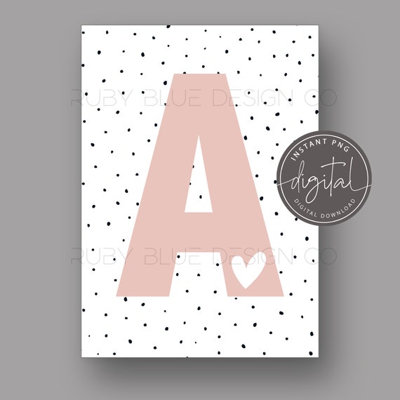 Pink Initial With Spotty Background PNG Nursery Letter A - Etsy