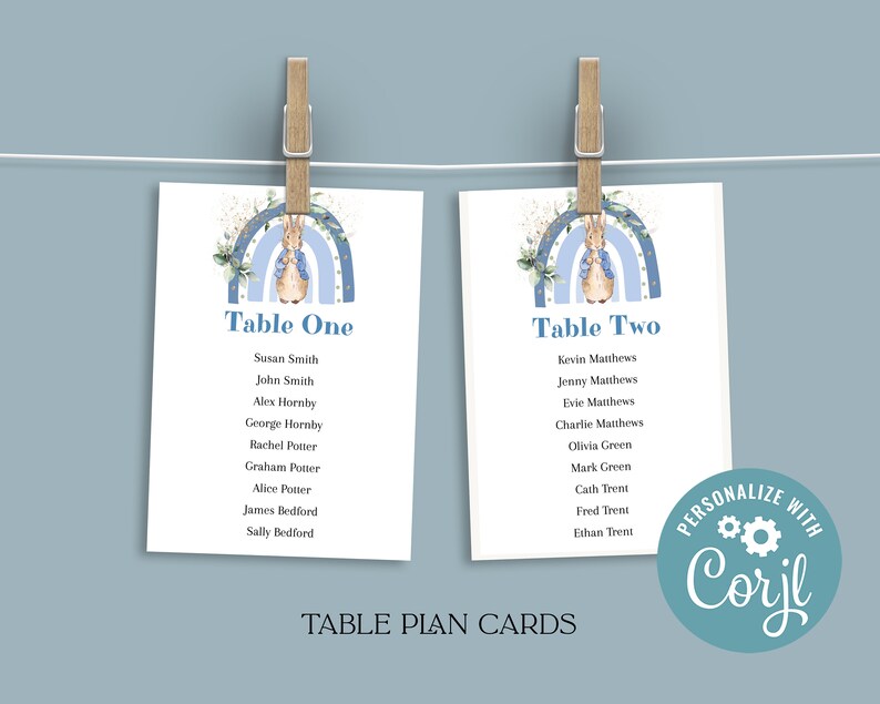 Editable Peter Rabbit Table Plan Cards 2 Size Card Designs | Etsy