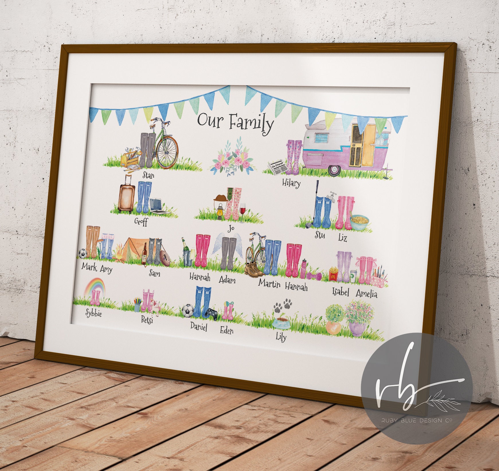 Family Tree Welly Framed Print Framed Wellies Print Family | Etsy