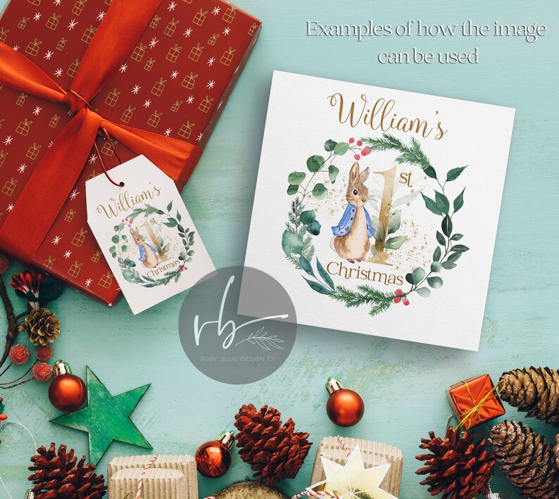 Peter Rabbit 1st Christmas PNG Peter Rabbit Faux Gold Foliage - Etsy