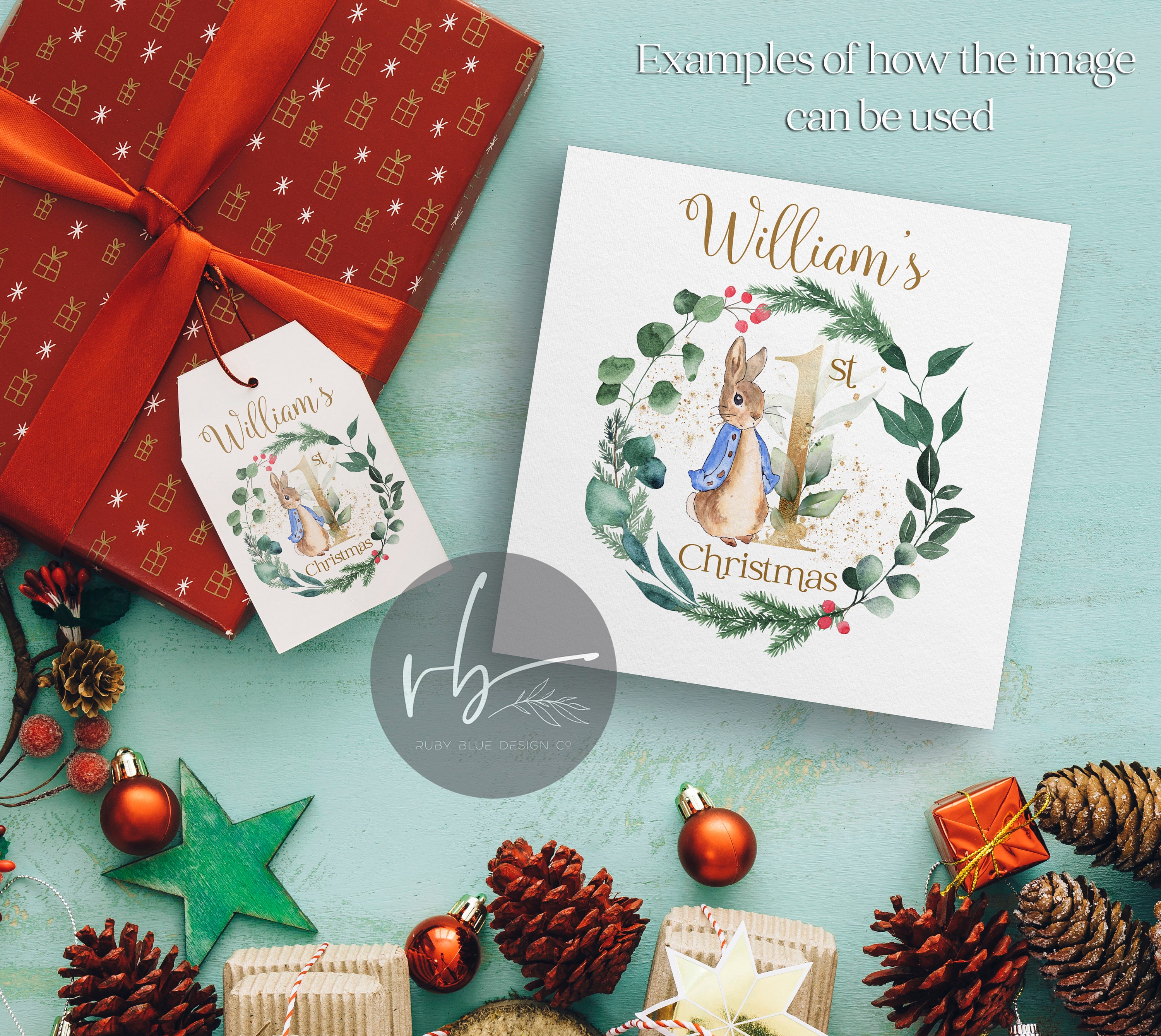 Peter Rabbit 1st Christmas PNG Peter Rabbit Faux Gold Foliage - Etsy