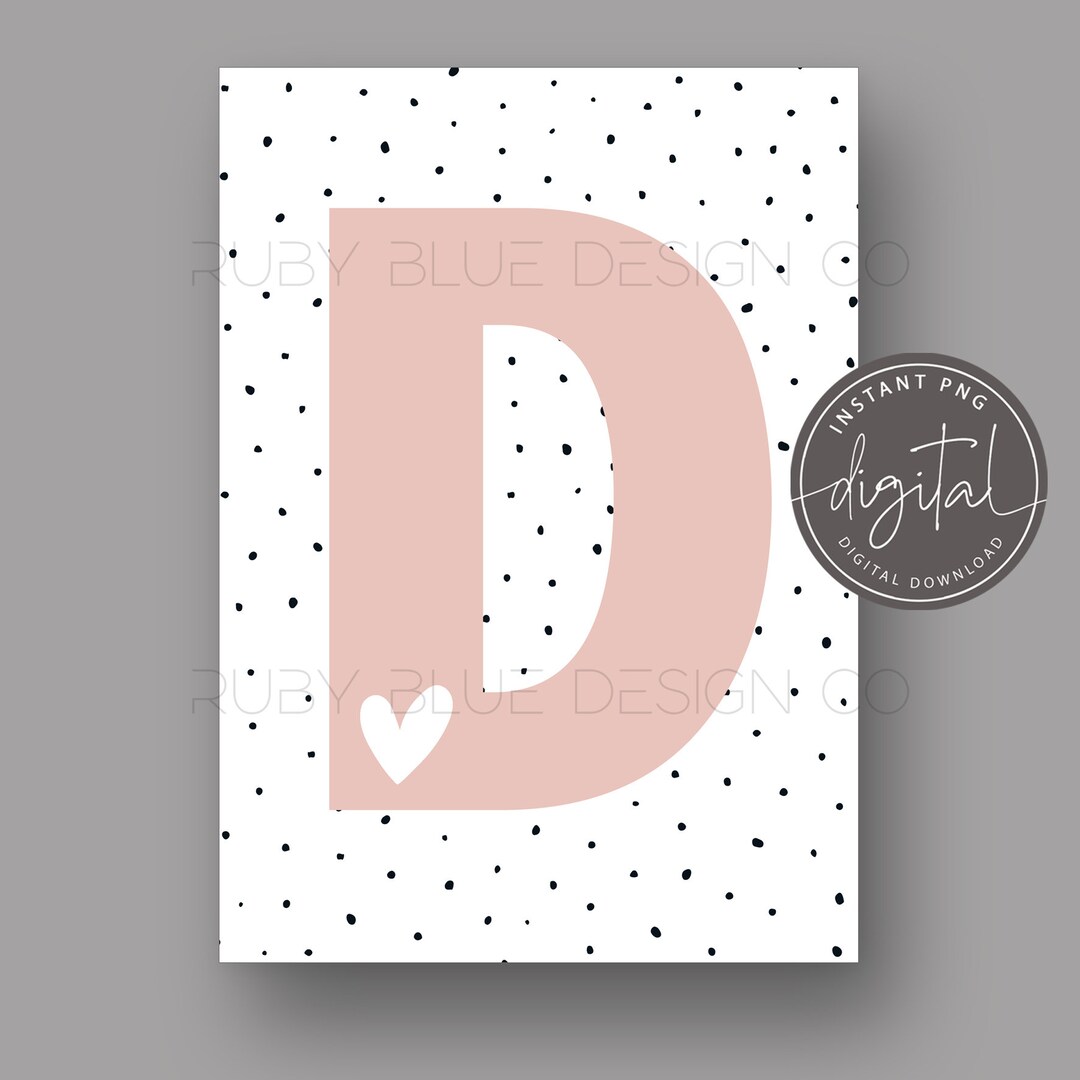 Pink Initial With Spotty Background PNG, Nursery Letter D Design, Card ...