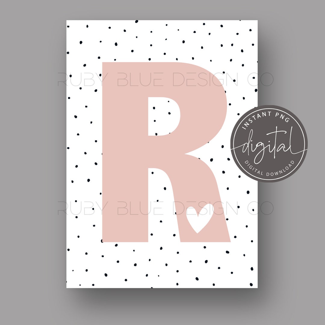 Pink Initial With Spotty Background PNG, Nursery Letter R Design, Card ...