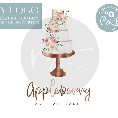 DIY Edit Yourself Cake Logo Wedding Cake Logo Design - Etsy