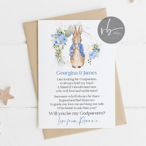 Personalised Peter Rabbit Godparent Certificate Card, Godmother ...
