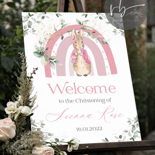 Peter Rabbit Personalised Welcome Sign Christening Sign - Etsy UK