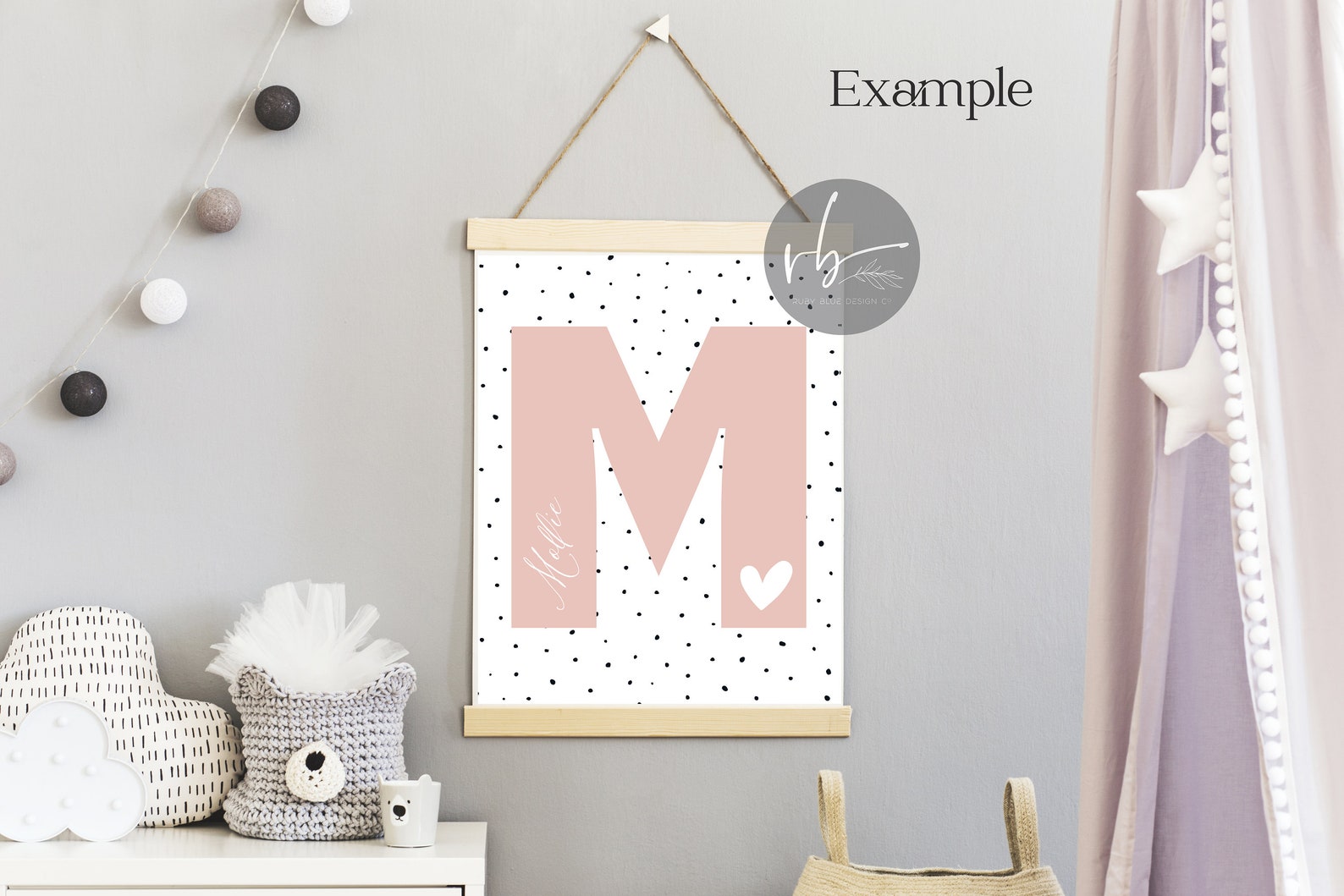 Pink Initial With Spotty Background PNG Nursery Letter M - Etsy UK