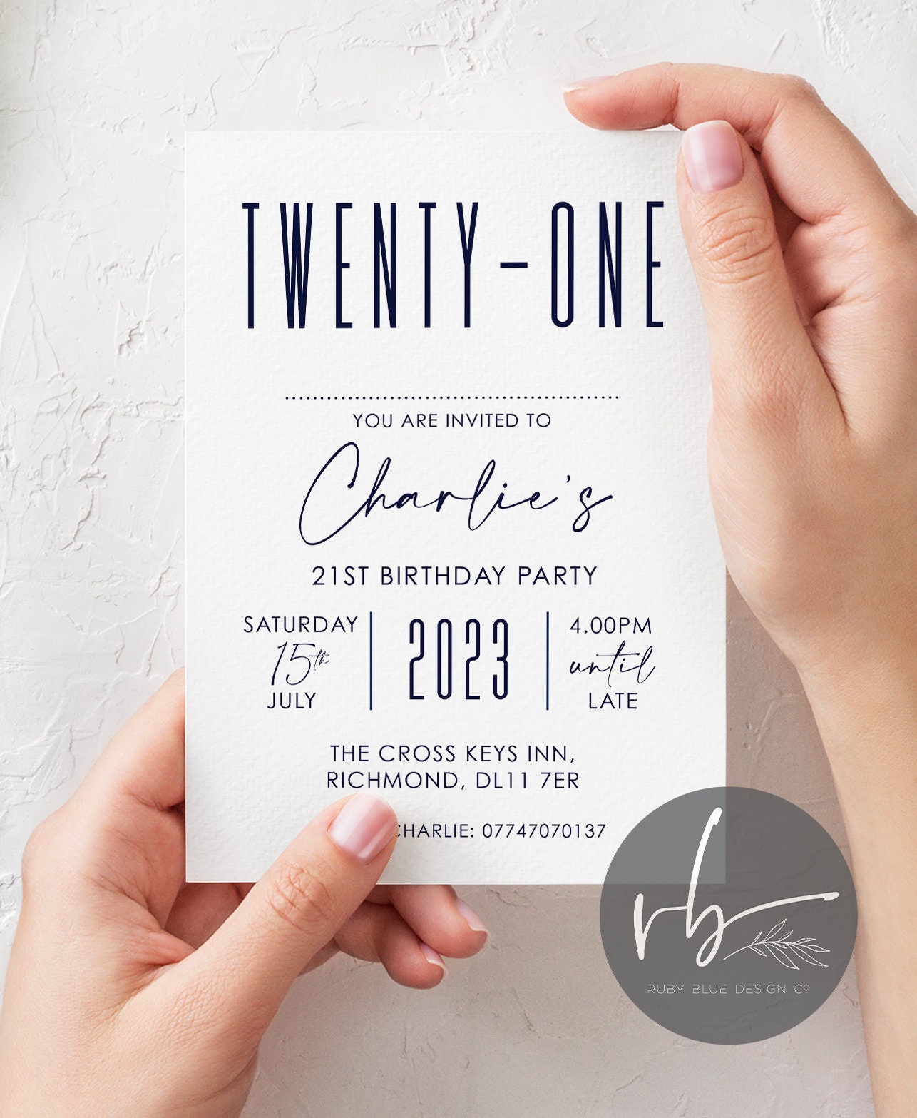 Male Modern Age Personalised Party Invites Printed 18th/21st/30th/40th ...