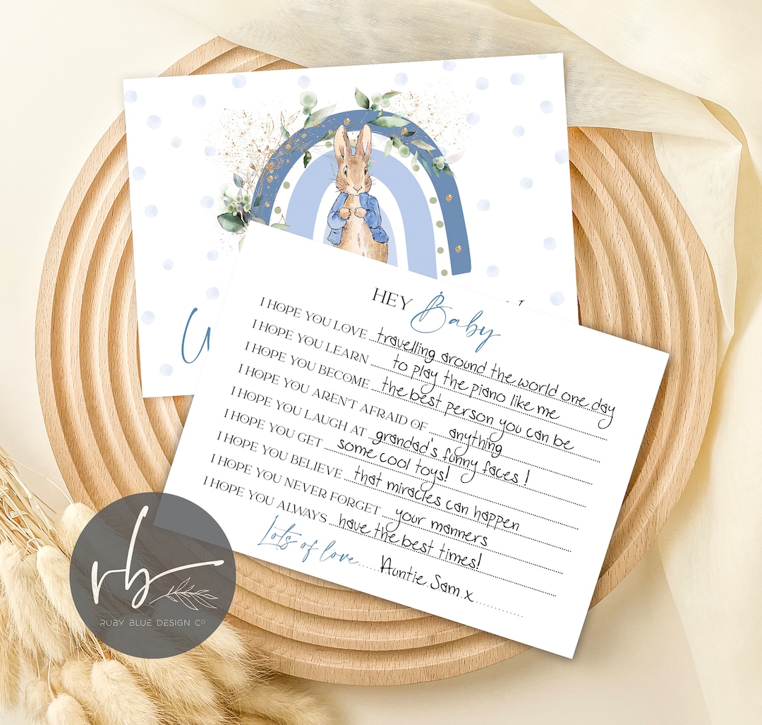 Instant Download Digital Peter Rabbit Wishes for Baby Cards Double ...