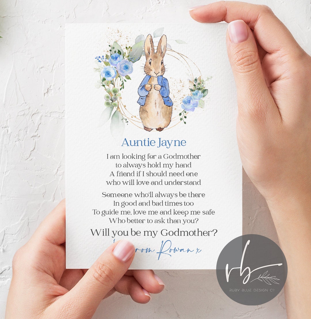 DIGITAL Peter Rabbit Will You Be My Godparents Proposal Poem Card ...