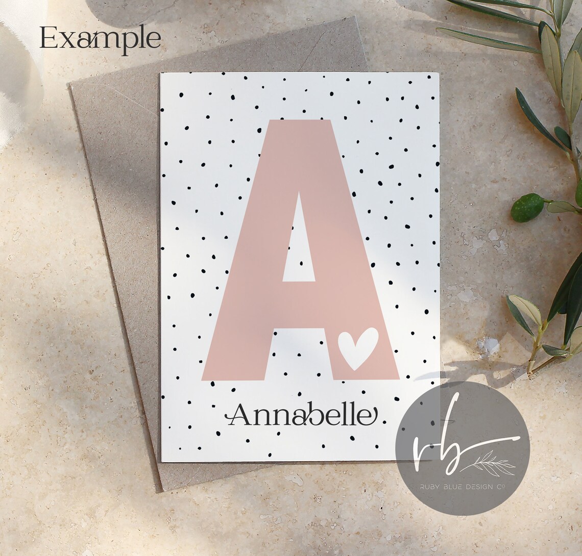 Pink Initial With Spotty Background PNG Nursery Letter A - Etsy
