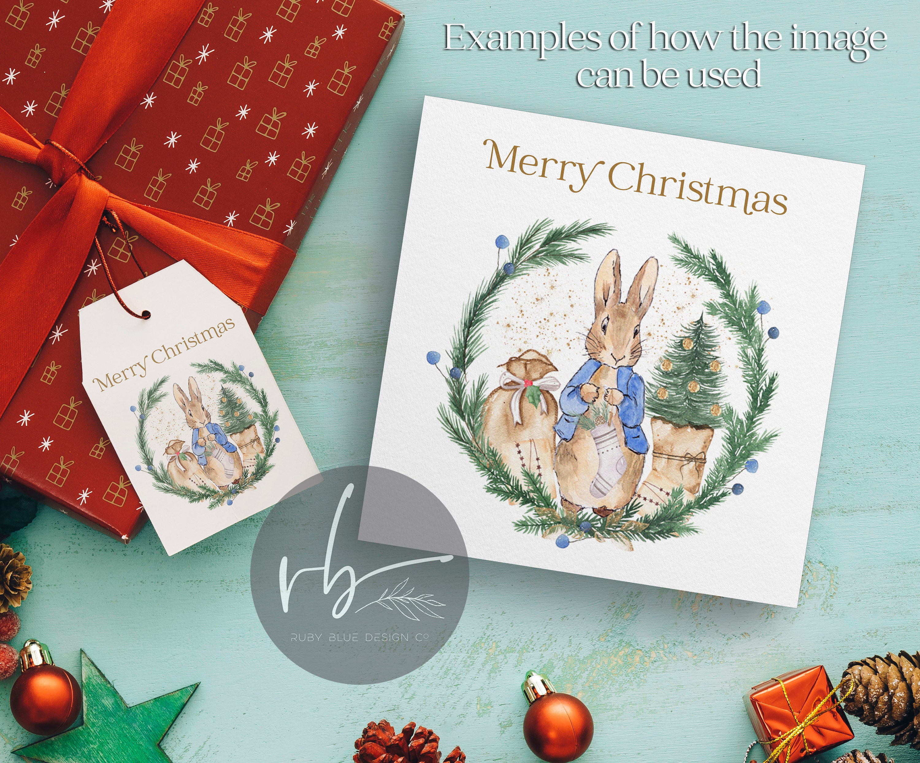 Peter Rabbit Christmas PNG Peter Rabbit Wreath Design Card - Etsy