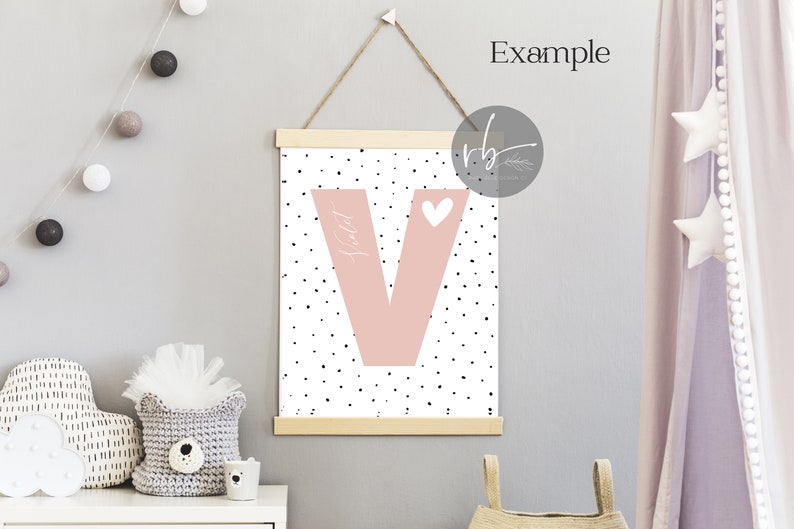 Pink Initial With Spotty Background PNG, Nursery Letter V Design, Card ...