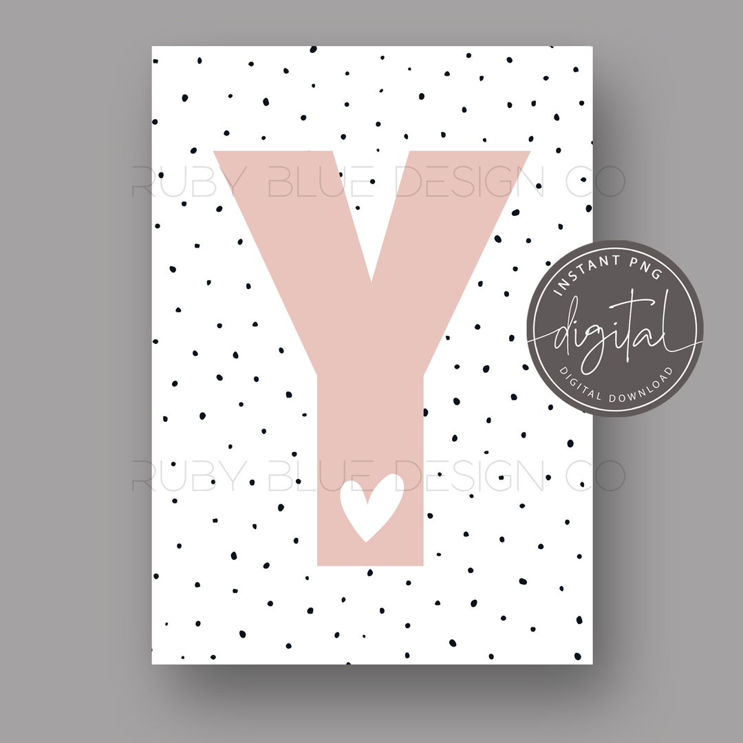 Pink Initial With Spotty Background PNG, Nursery Letter Y Design, Card ...