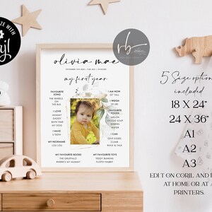 EDITABLE Baby's First Year Photo Words First Year Poster Digital ...