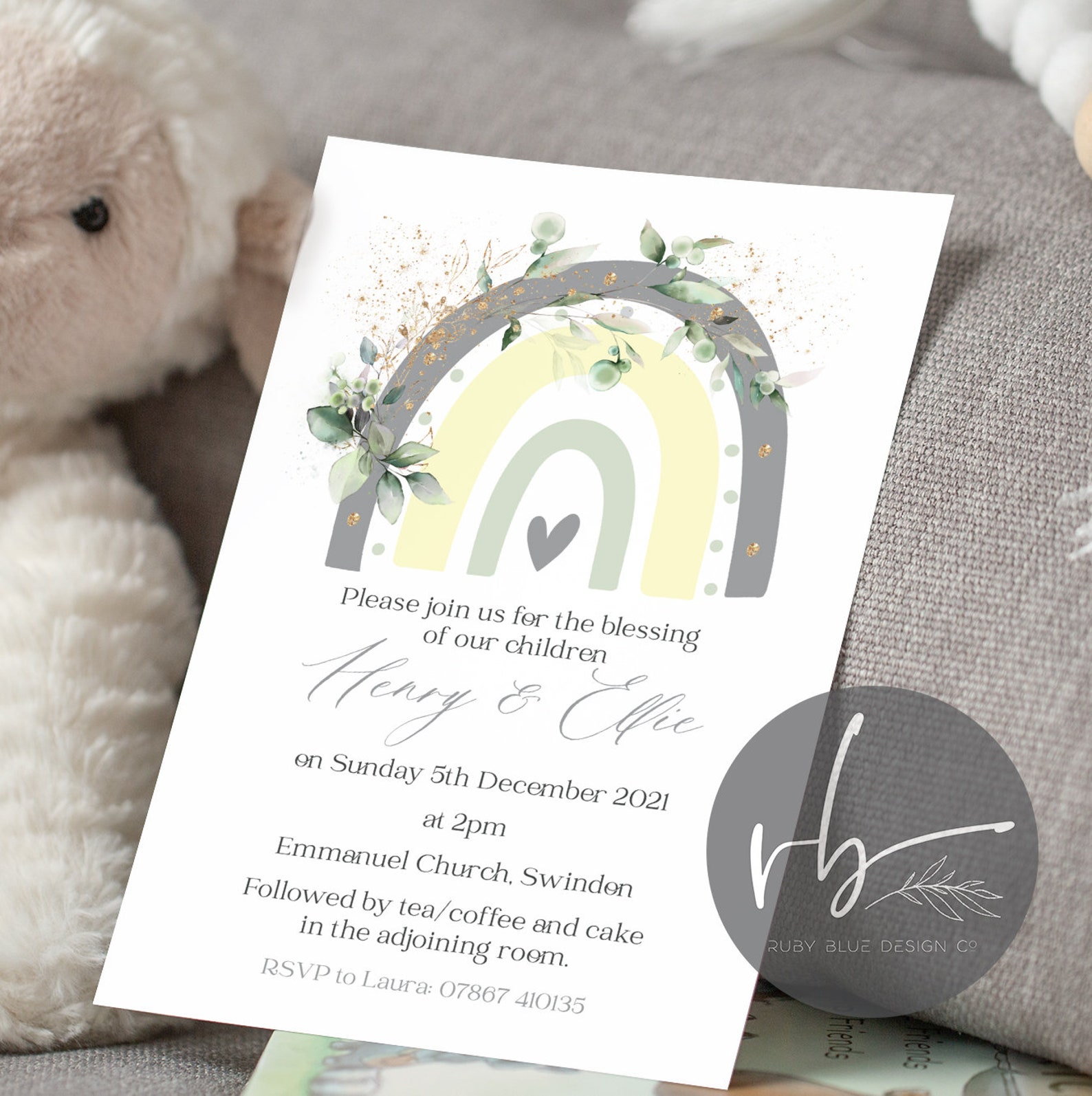 Neutral Rainbow Foliage Gold PNG Rainbow Design Card Tag - Etsy