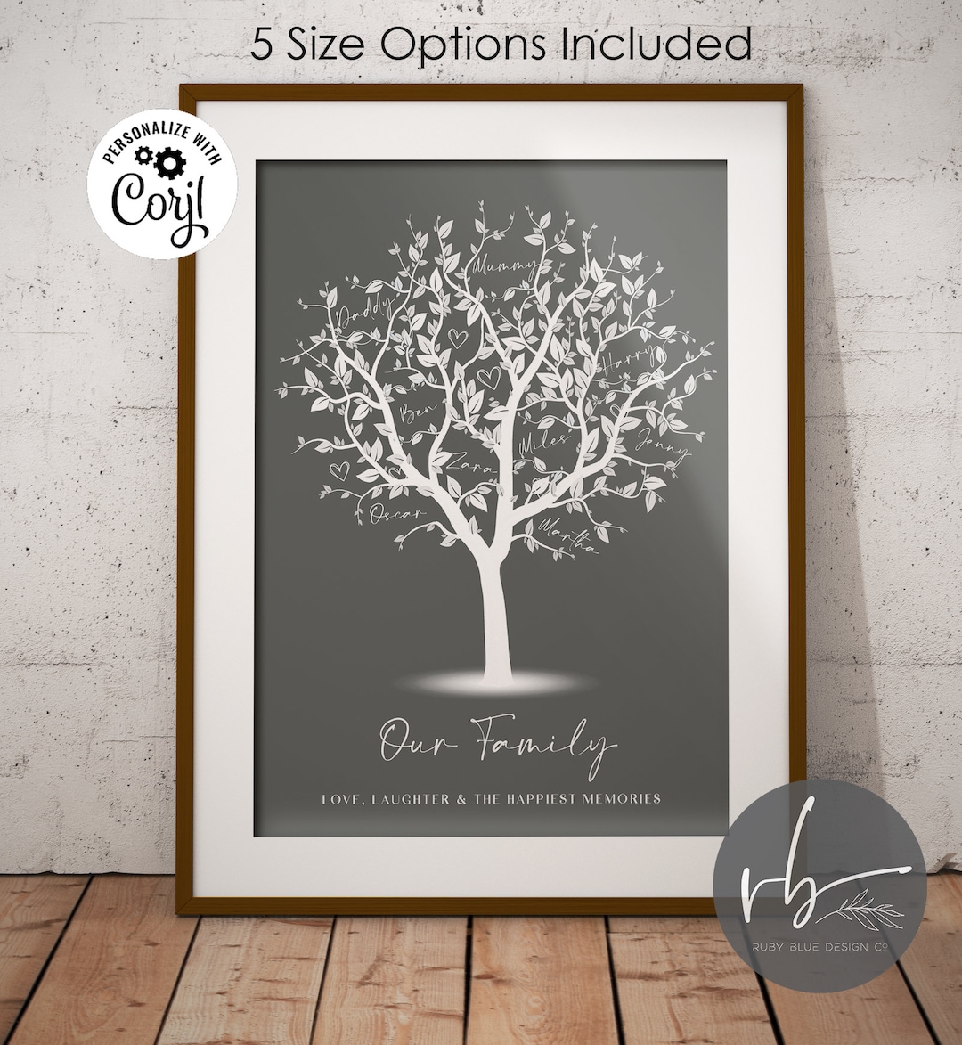EDITABLE Family Tree Print Poster Digital Printable Change Colours and ...