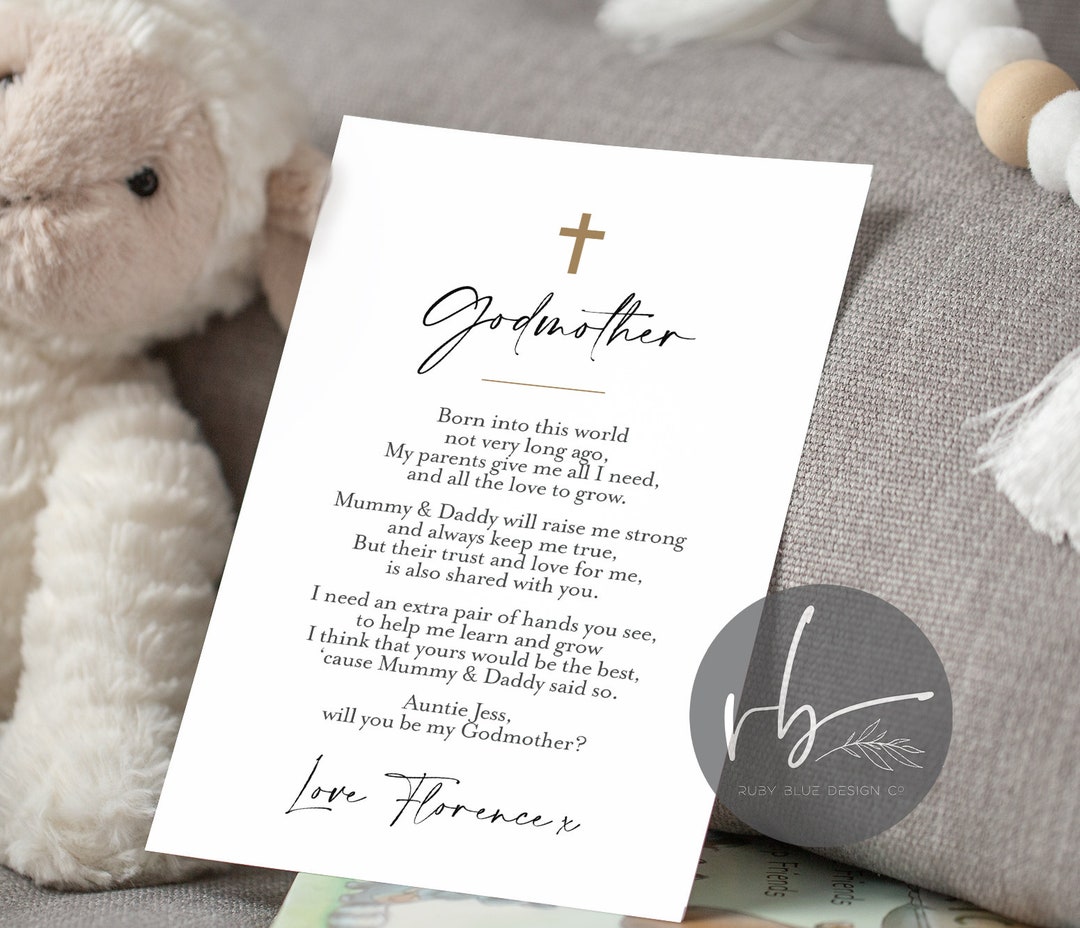 DIGITAL Modern Will You Be My Godparents Proposal Poem Card, Godmother ...