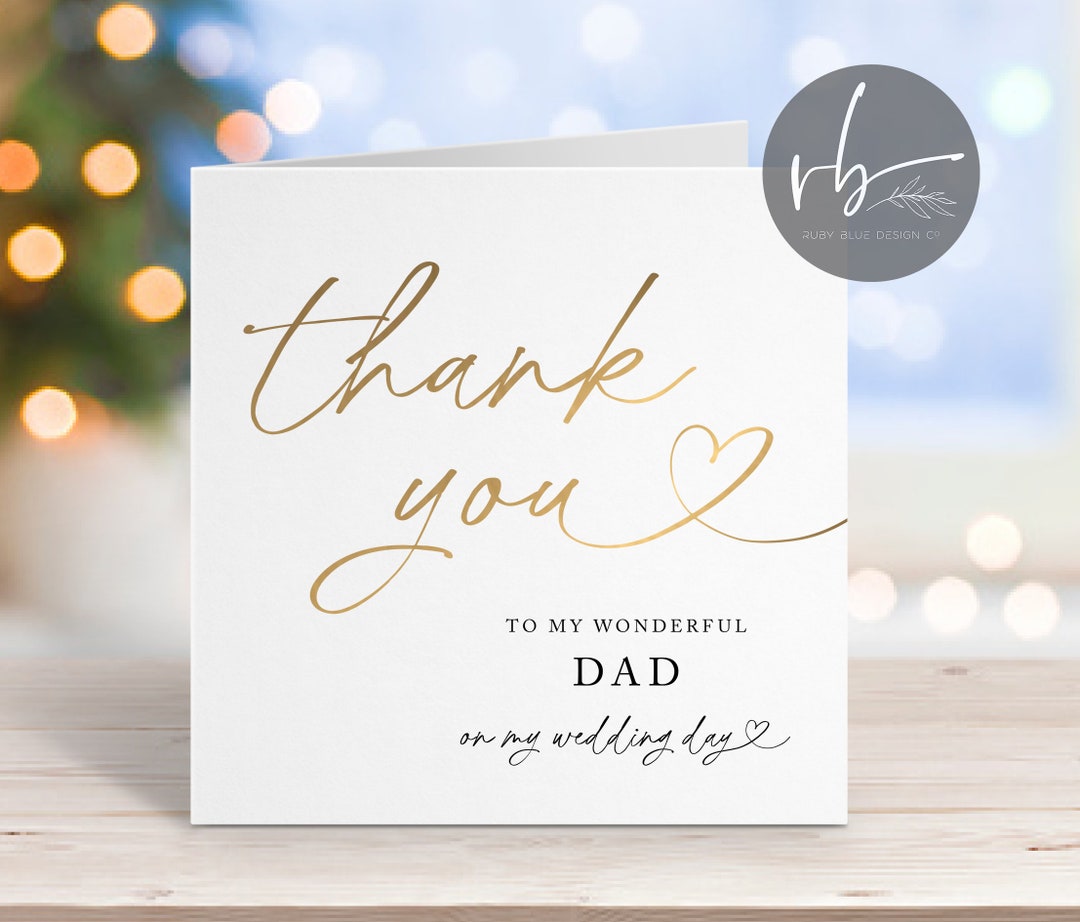 THANK YOU DAD Wedding Day Card for Dad Wedding Day Card on - Etsy