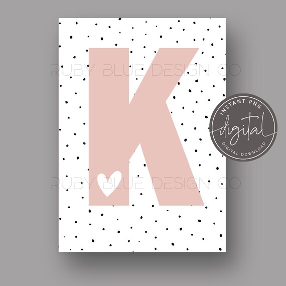 Pink Initial With Spotty Background PNG Nursery Letter K | Etsy