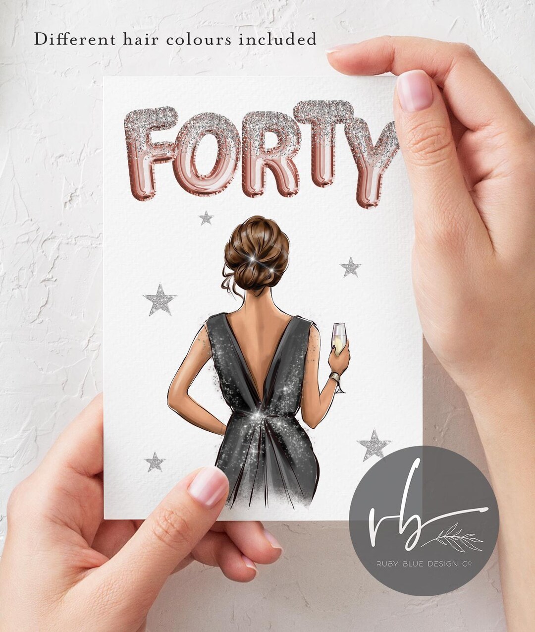 Digital 40th Birthday Card, Custom Portrait, 40 Birthday, Instant ...