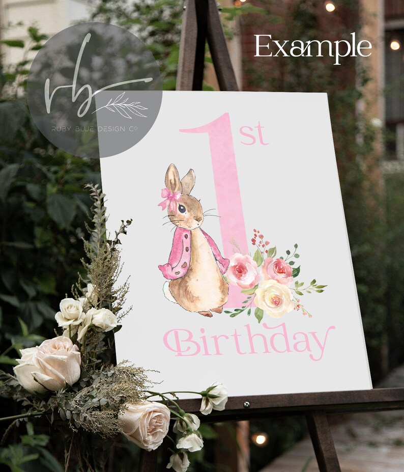 Flopsy Pink Peter Rabbit 1st Birthday PNG Peter Rabbit Floral | Etsy