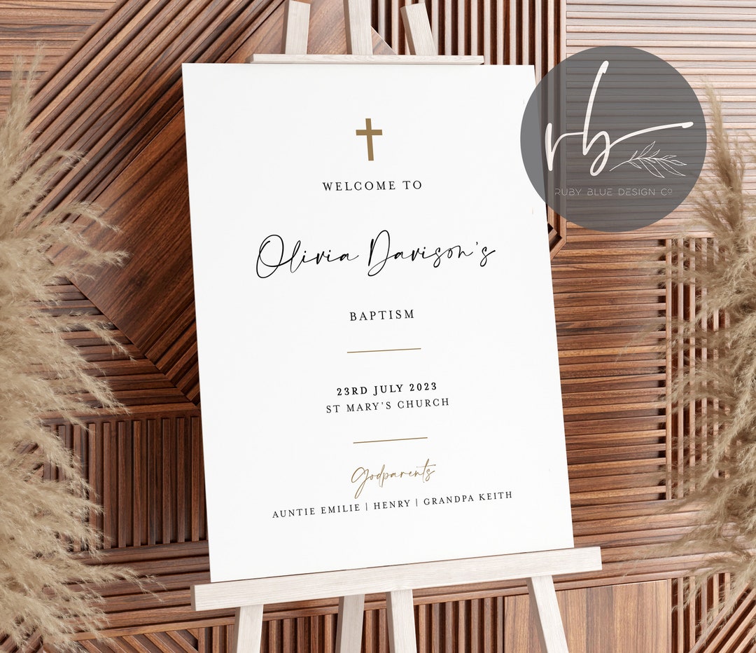 DIGITAL Minimal Welcome Sign Christening Welcome Sign, Baptism Kids ...